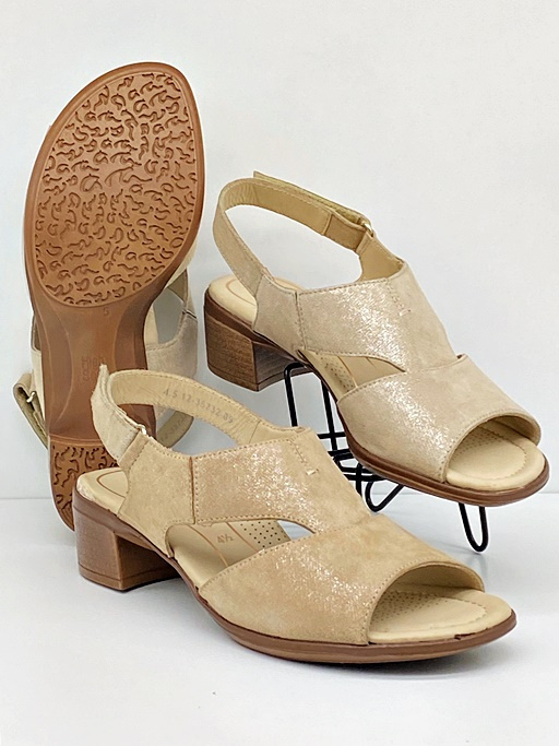 Ara sandały damskie 12-35732 09H Lugano-S HighSoft beżowe, tęgość H - obuwie-zdrowotne.pl